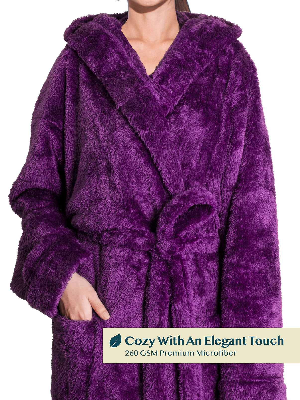 Women's Sherpa Fluffy Robe with Hood – PAVILIA
