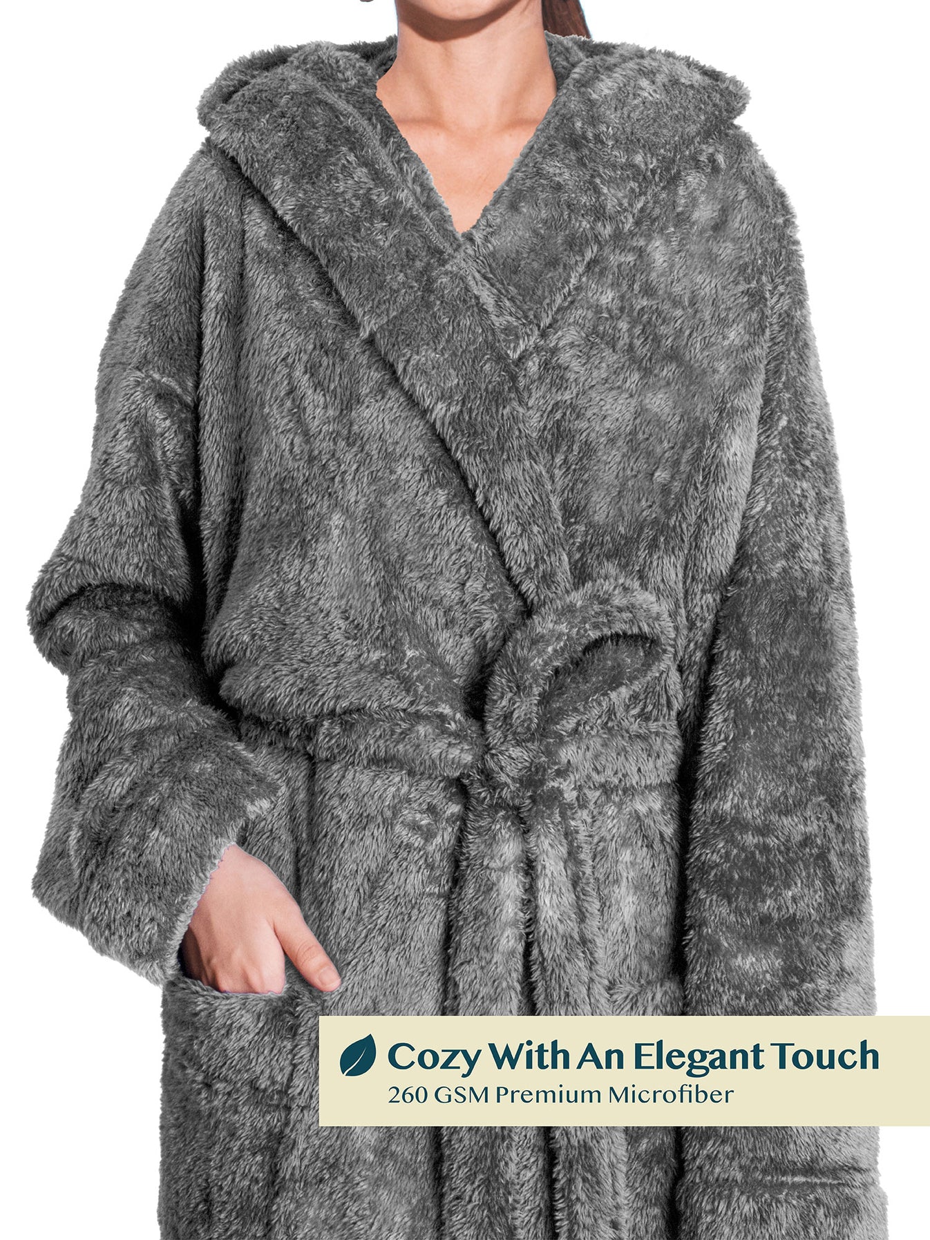 Women's Sherpa Fluffy Robe with Hood – PAVILIA